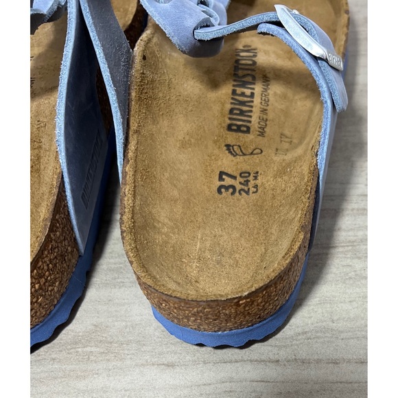 Birkenstock | Shoes | New Birkenstock Gizeh Braided Leather Dusty Blue ...